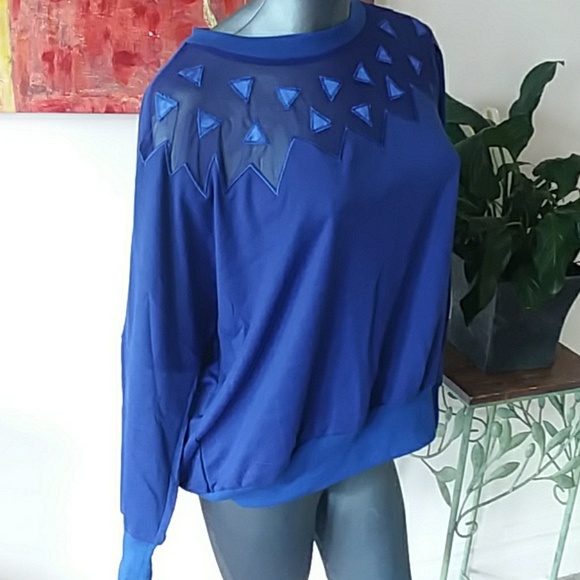 Rehab | Tops | Retro Royal Blue Triangle Patches On Mesh | Poshmark